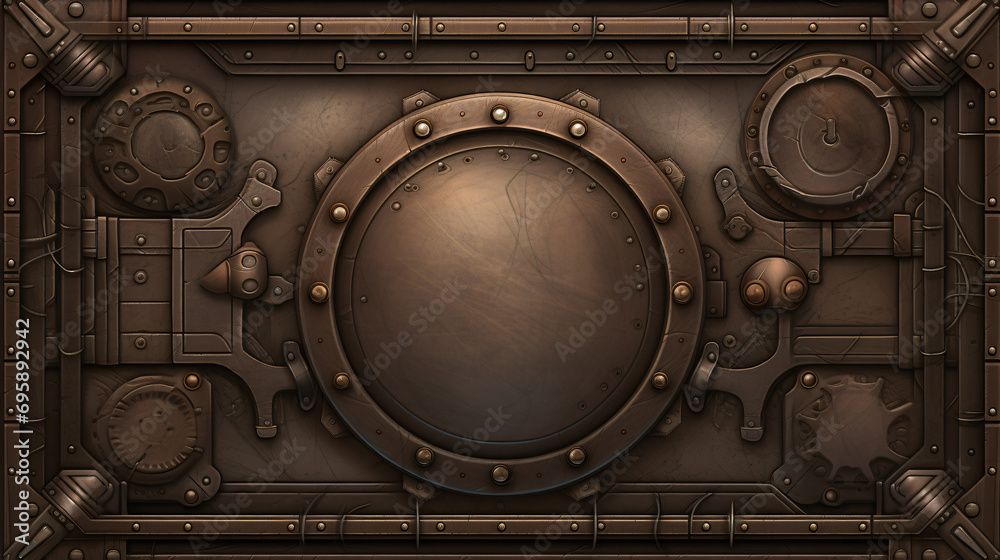 Steampunk iron background with borders and rivets. Stock Illustration ...