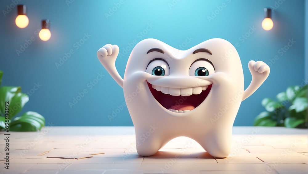 Cute happy cartoon tooth design Stock Illustration | Adobe Stock