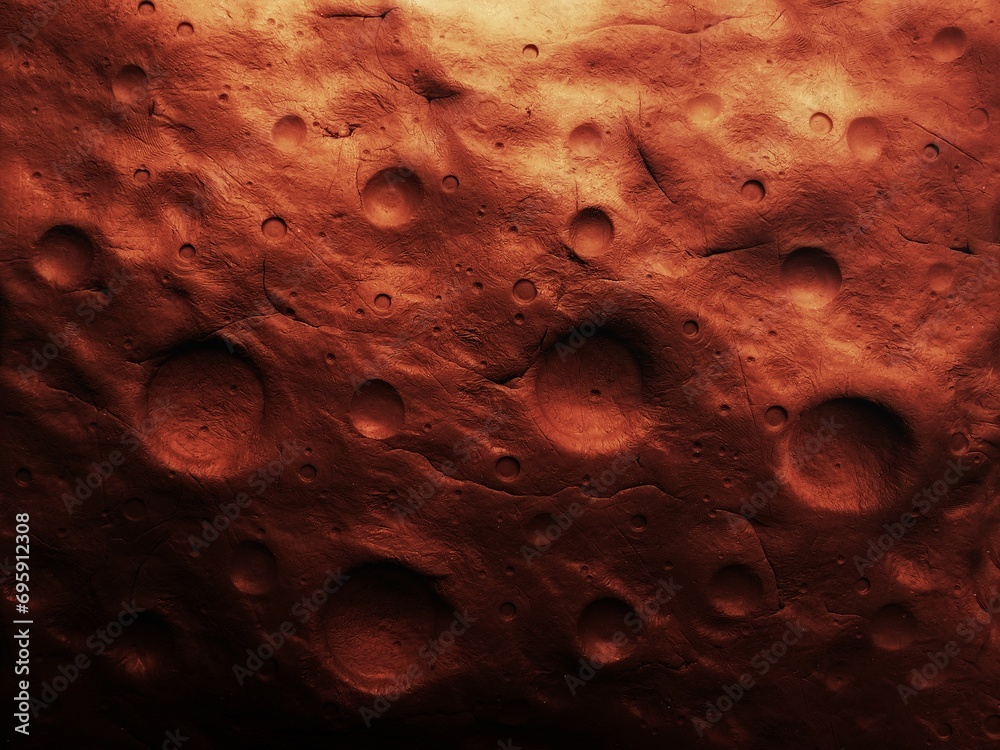 Orbital image of the cratered surface. Alien landscape. Impact craters ...