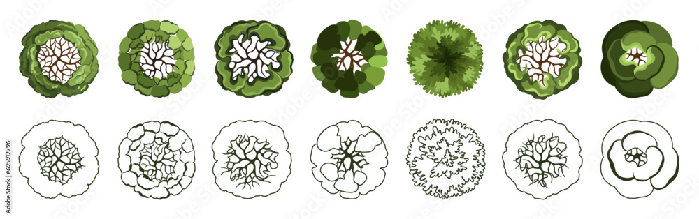 Tree for architectural floor plans. Entourage design. Various trees ...