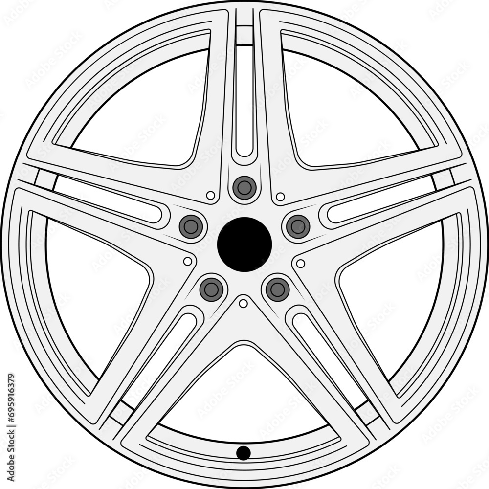 Car rim, wheel vector image line art Stock Vector | Adobe Stock