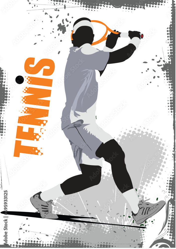 Tennis player poster. Colored Vector illustration for designers Stock ...