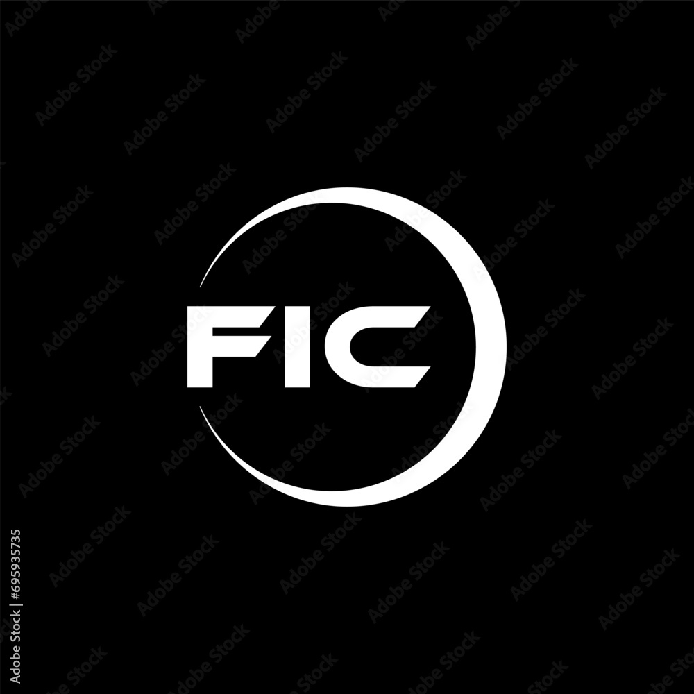 FIC letter logo design with black background in illustrator, cube logo ...
