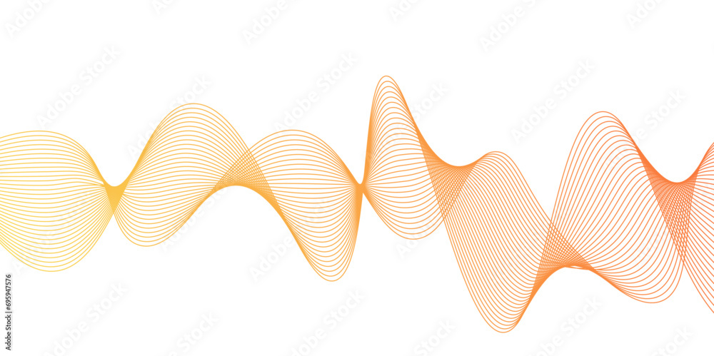 Abstract backdrop with orange wave gradient lines on white background ...