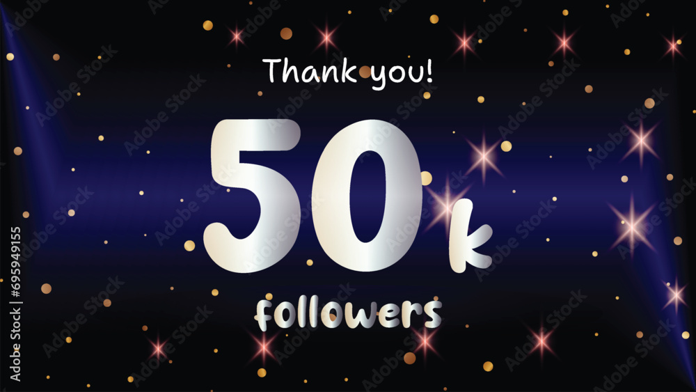 50k Followers gold numbers Celebration shiny luxury golding color Blue ...
