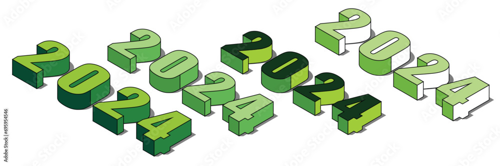 Vetor de set of different green shades of nature sustainable 2024 text ...