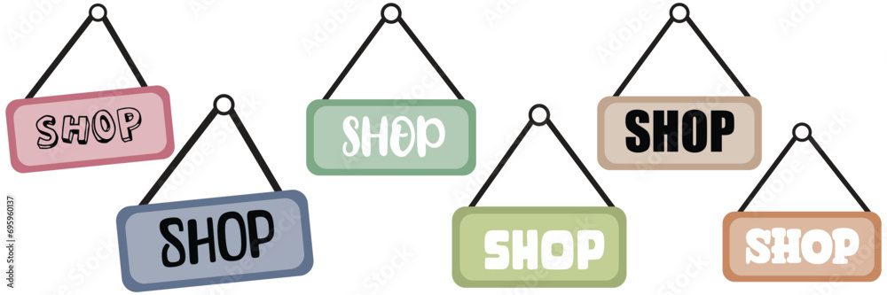 Ecommerce shop frondoor entrace board illustration, business welcome ...