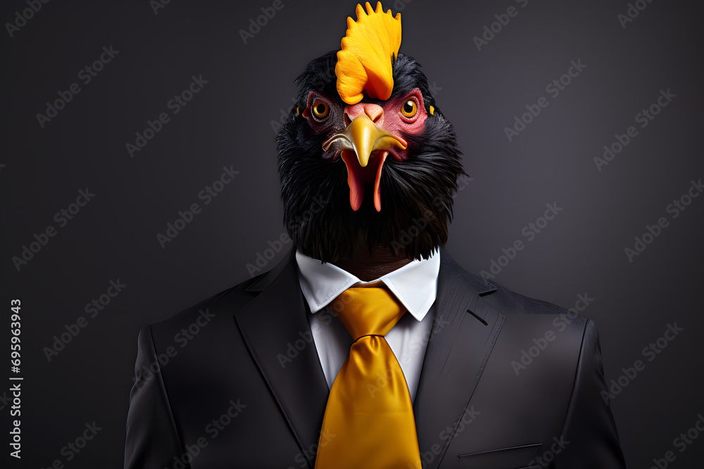 Chicken in Suit and Tie Portrait. Generative AI illustration Stock ...