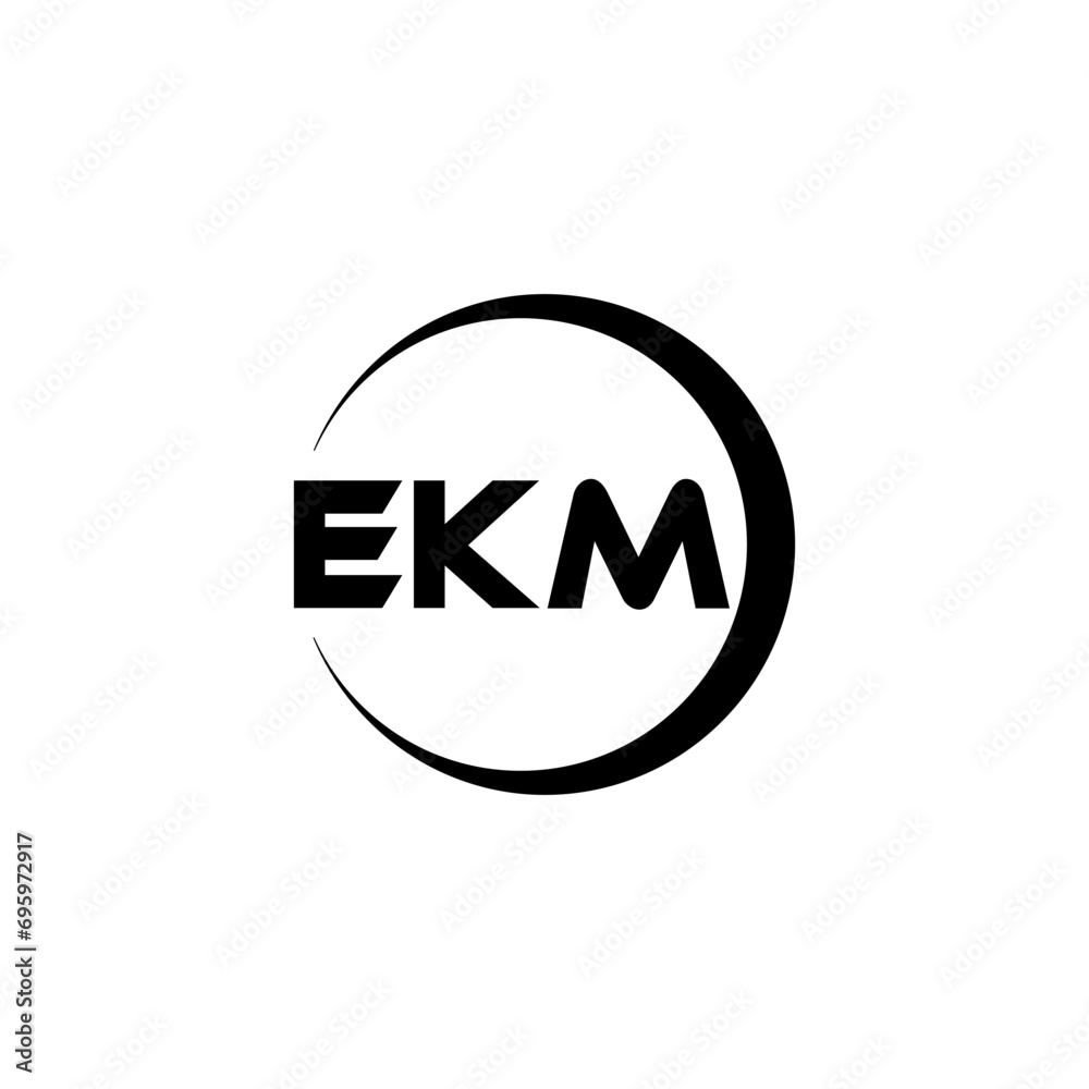 EKM letter logo design with white background in illustrator, cube logo, vector logo, modern ...