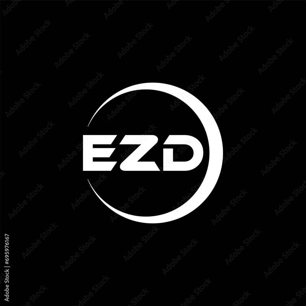 EZD letter logo design with black background in illustrator, cube logo, vector logo, modern ...