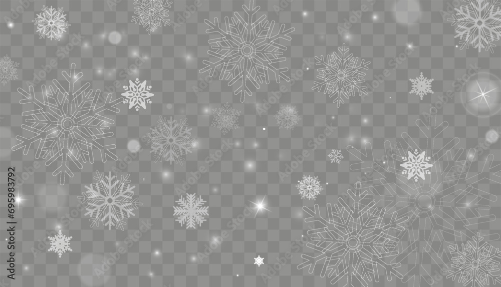 Tiny flying snow flakes illustration. Snowstorm dust freeze shapes ...