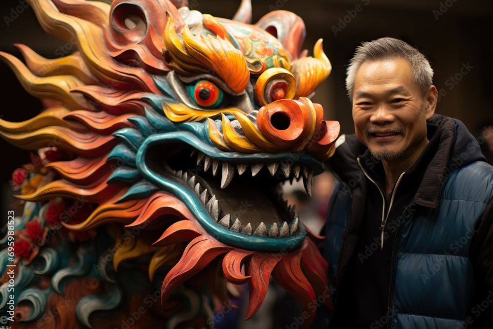 Cultural Spectacle Chinese Man Radiates Tradition as He Adorns the ...