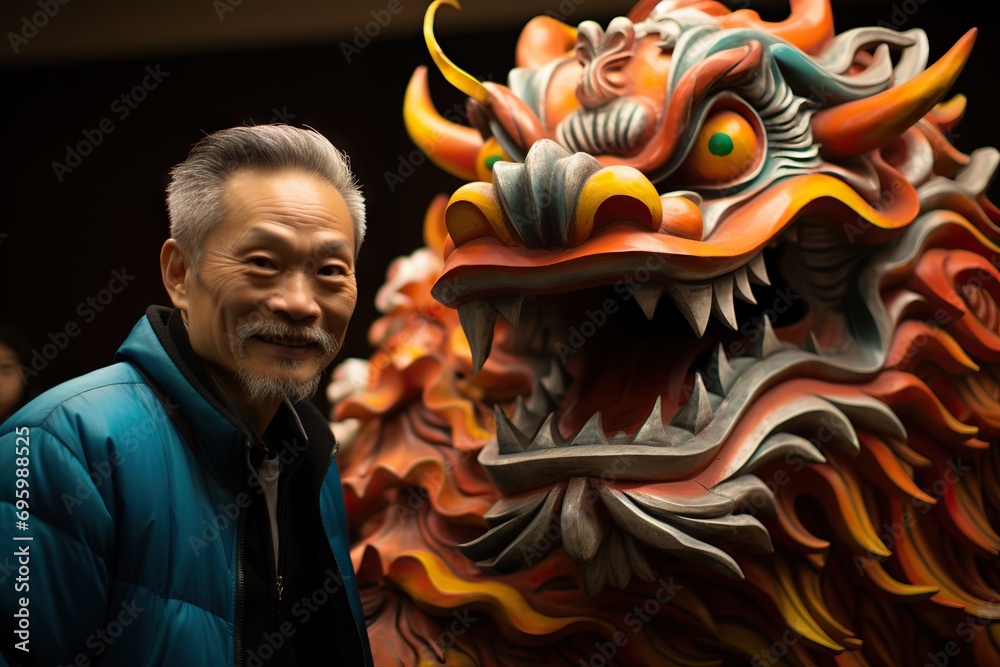 Cultural Spectacle Chinese Man Radiates Tradition as He Adorns the ...