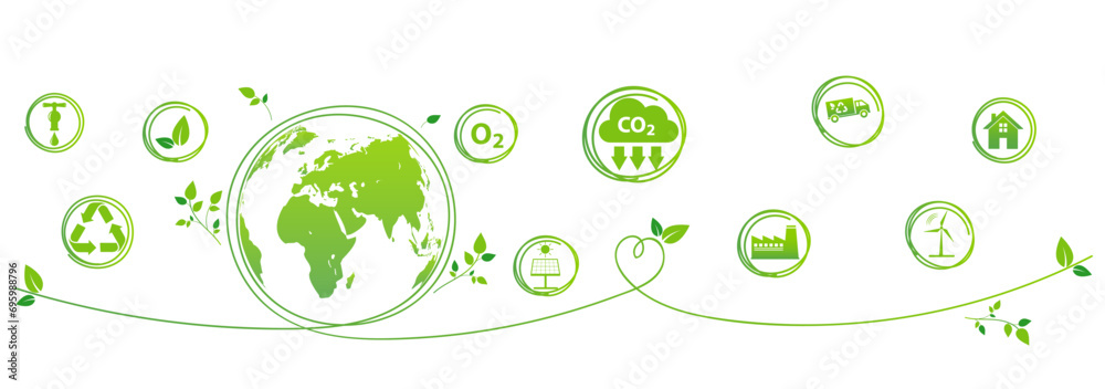 Green banner design for World environment, Sustainability development ...