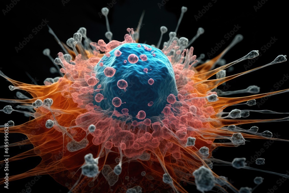 cancer cell or tumor illustration in high detail as a medical science ...