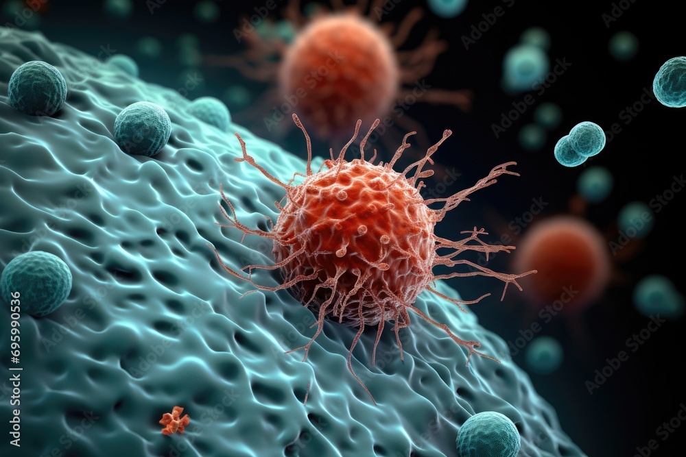 cancer cell or tumor illustration in high detail as a medical science ...