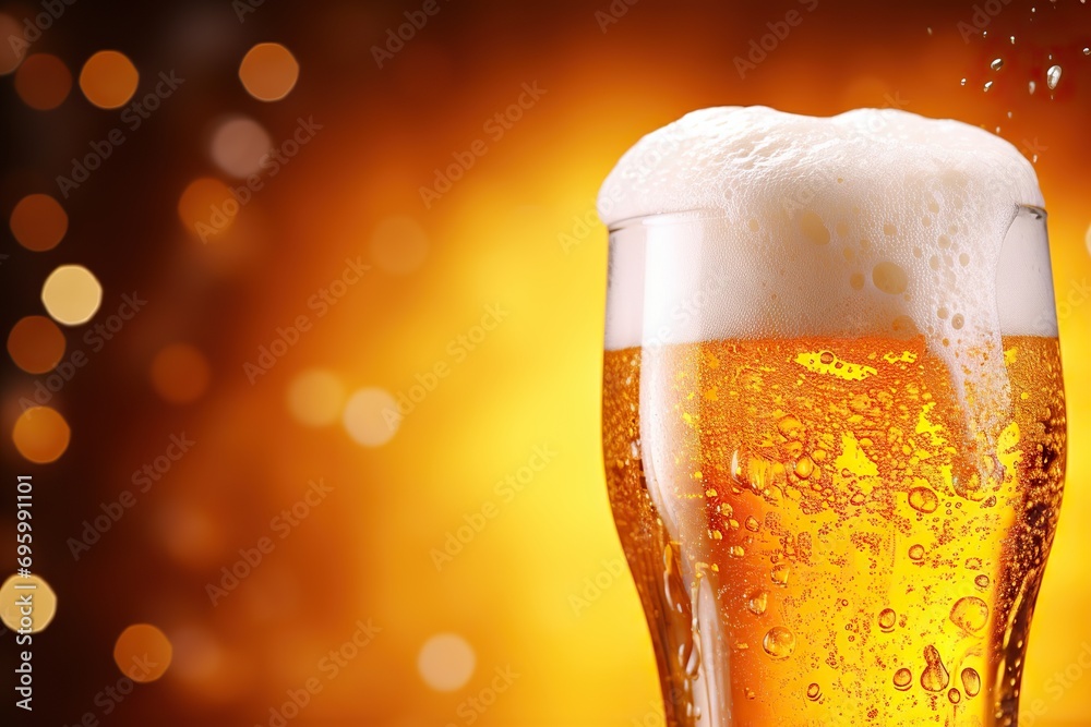 Bubbling Elegance Pouring Beer with Frothy Bubbles into a Glass ...