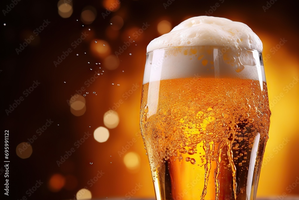 Bubbling Elegance Pouring Beer with Frothy Bubbles into a Glass ...
