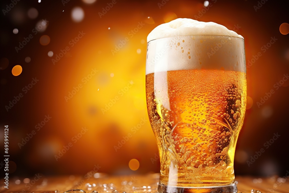 Bubbling Elegance Pouring Beer with Frothy Bubbles into a Glass ...