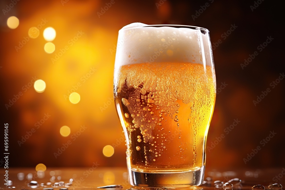 Bubbling Elegance Pouring Beer with Frothy Bubbles into a Glass ...
