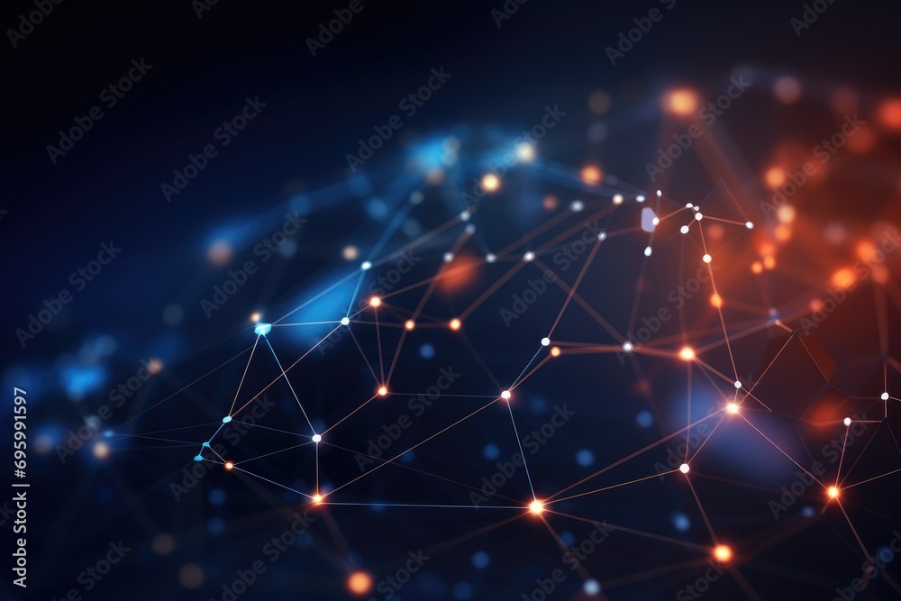 Abstract technology background with connection lines and dots. 3D Rendering, Abstract technology ...