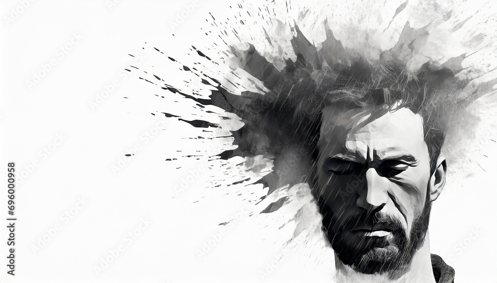 Stylized photo of a depressed person. Cold colors that recall the ...