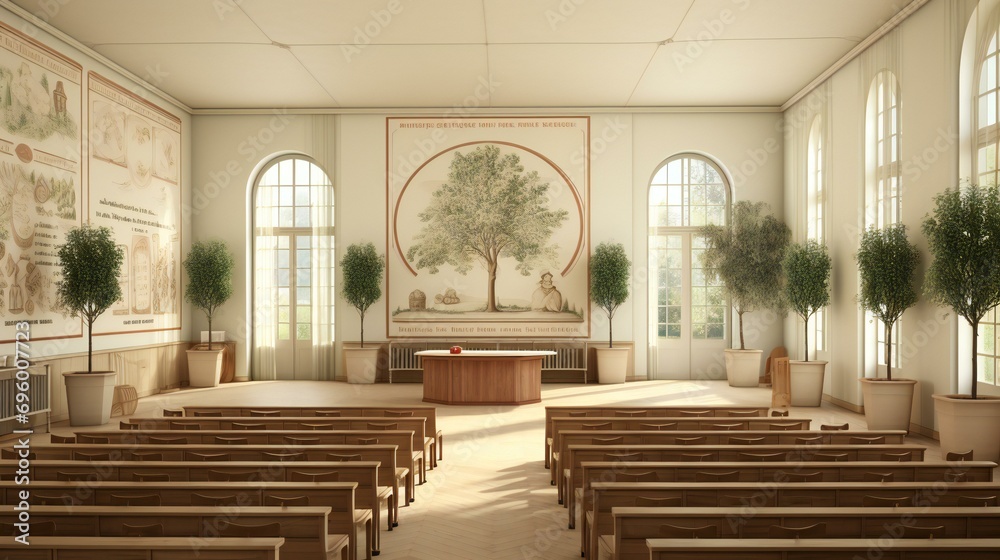 Historic church interior, a sacred haven. A journey through time in a ...