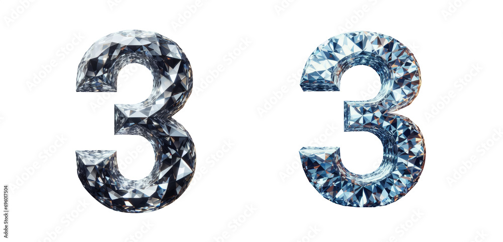 diamond number - number 3 - 3D isolated transparent background PNG ...