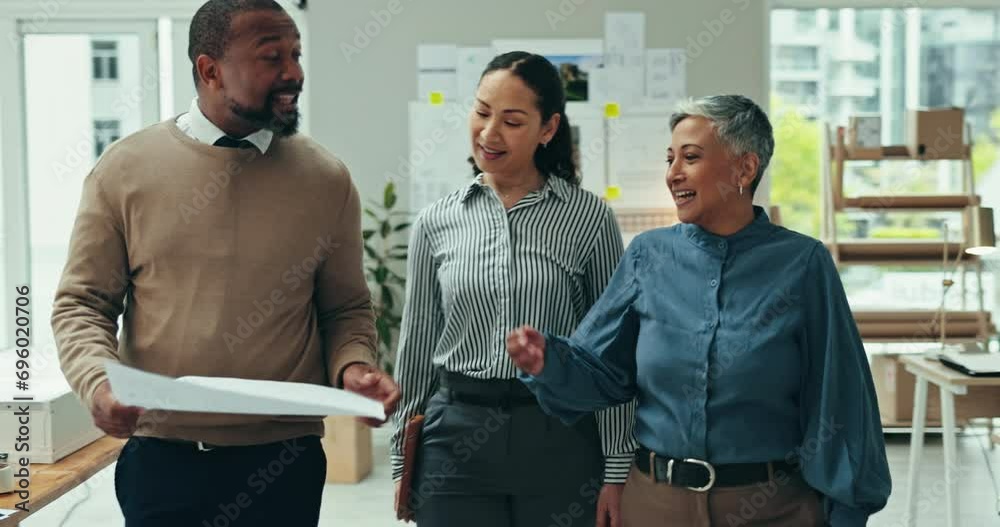 Creative people, floor plan and teamwork in office collaboration ...