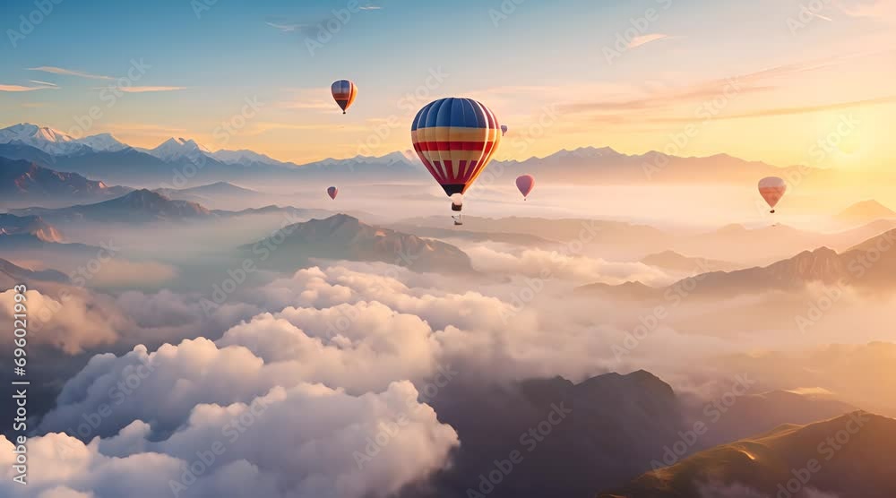 air balloon flying in the sky Stock Video | Adobe Stock