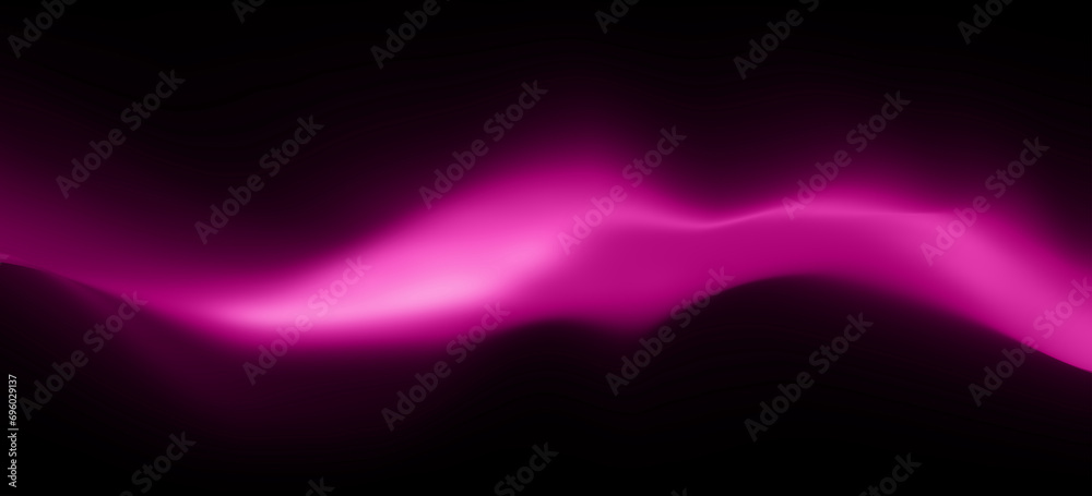 Pink wave on a dark background. Linear wavy illusion with blur and ...