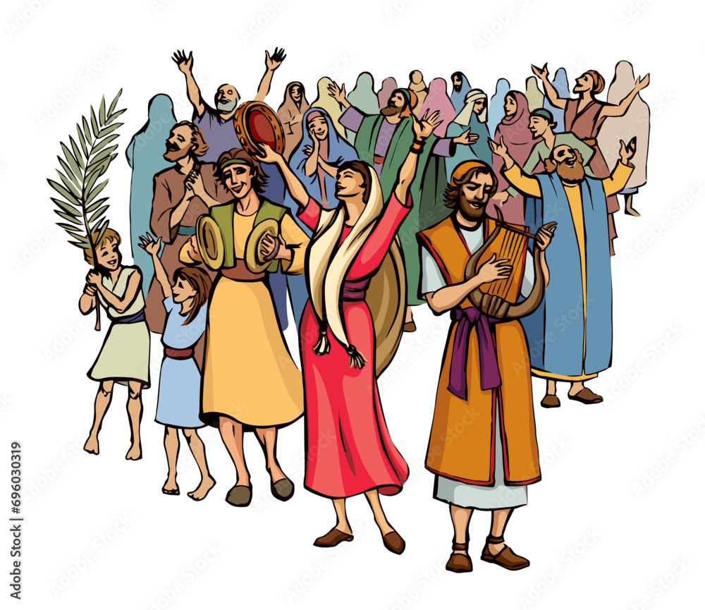 The ancient Jewish people are having fun. Vector drawing Stock Vector ...
