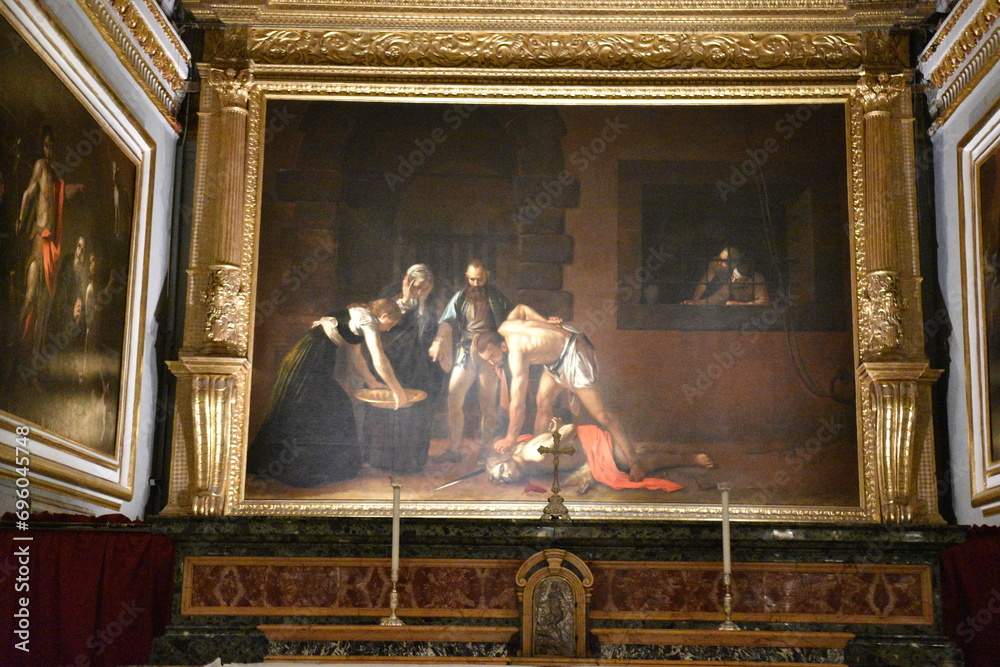 Caravaggio's painting, The Beheading of Saint John and Saint Jerome ...