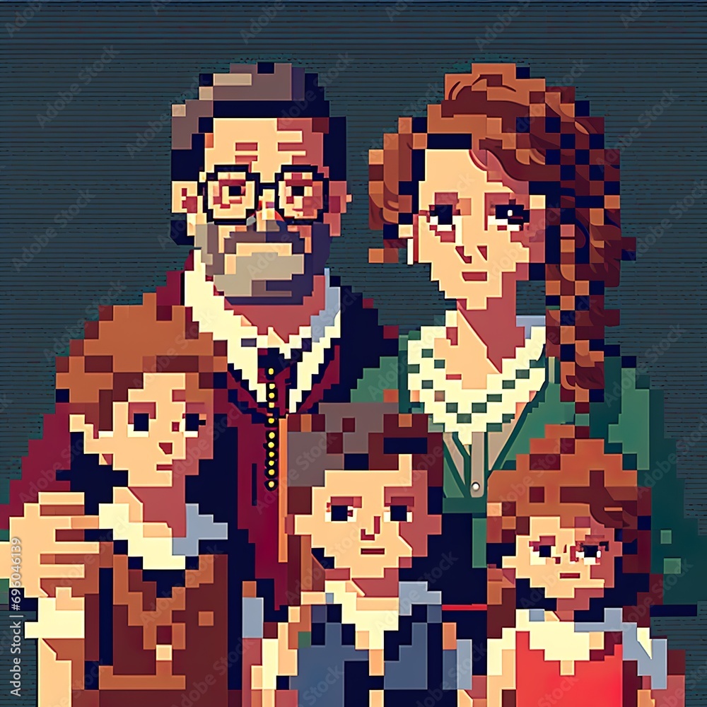 Pixel art vector-style image of family old commodore 64 compuet games ...