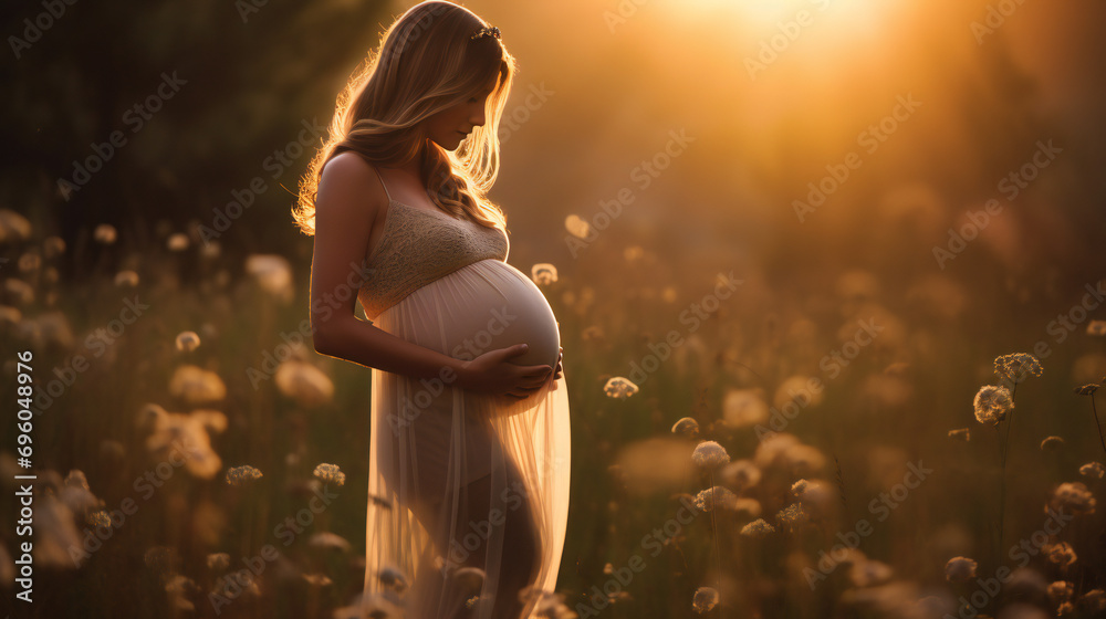 celebrating the beauty of pregnancy. Bathed in soft, natural light, the ...