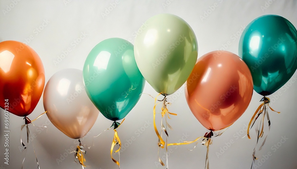 six balloons on a white background party decoration for celebrations ...