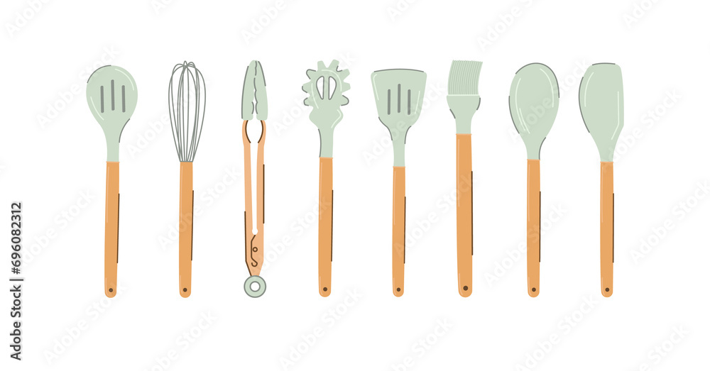 Kitchen tools set. Silicon kitchen tools. Cute kitchen tools clip art ...
