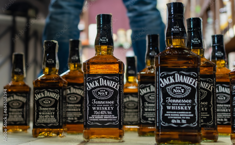 Numerios bottles of Tennessee sour mash whiskey Jack Daniel's Old ...