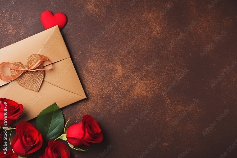 Passionate Valentine's Day: Red Rose and Petals on Elegant Black Wood ...