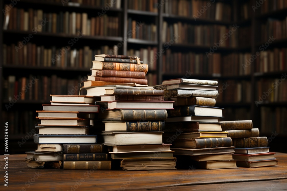 Book haven A stack of books stands, beckoning readers in the library ...