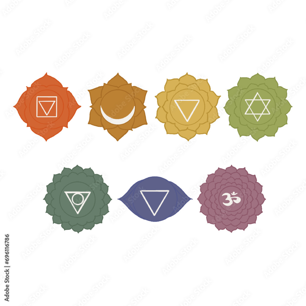 Symbol of colorful chakras, 7 chakras on transparent background Stock ...