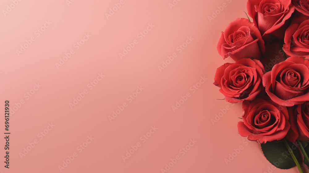 Fleurs, roses. Espace vide de composition. Ambiance chaleureuse. Saint ...