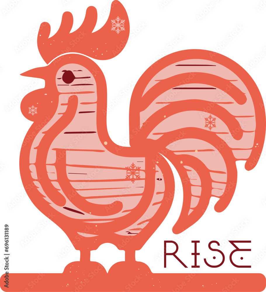 Red colored icon of the Rooster, in Swedish folk art style, with ...