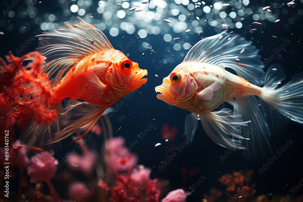 An underwater photograph capturing the symbiotic relationship between ...