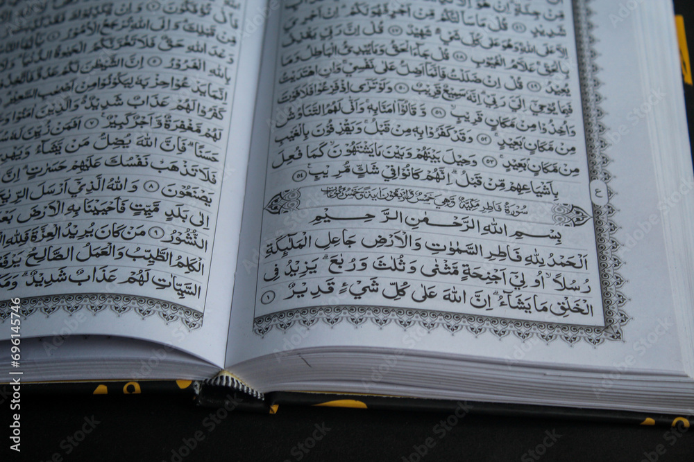 an al quran that opens at the beginning of surah fatir which means the ...