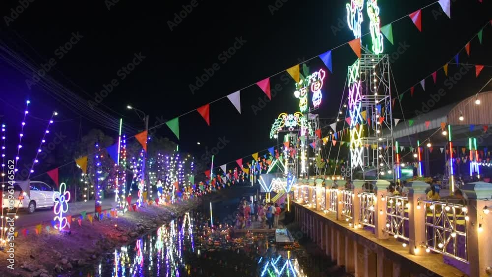 Thai people traveler travel visit join Loy Krathong festival celebrate ...