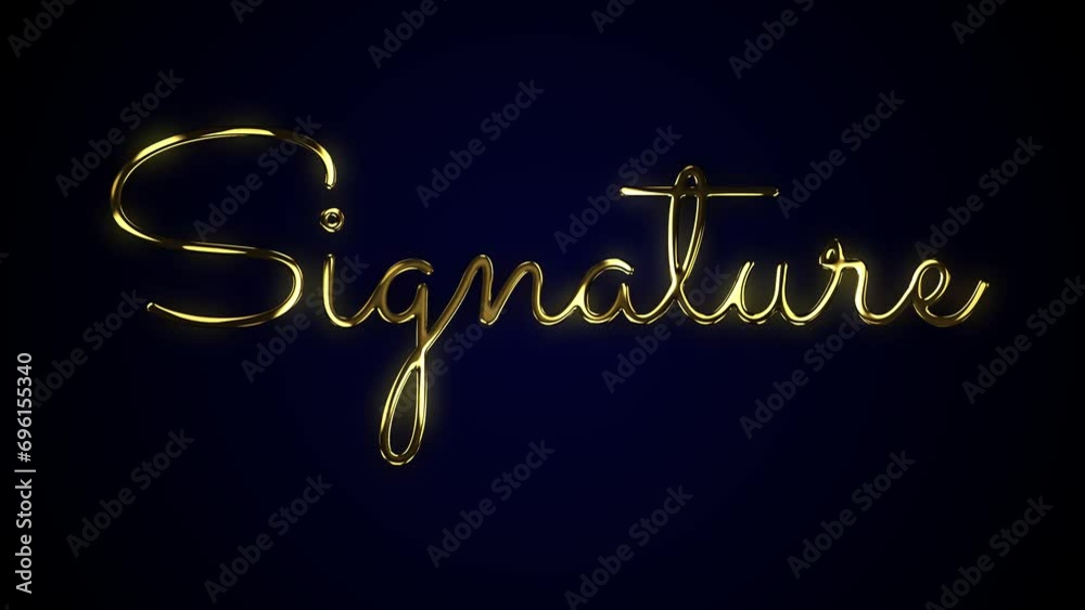gold signature, animated handwritten gold signature with a black ...