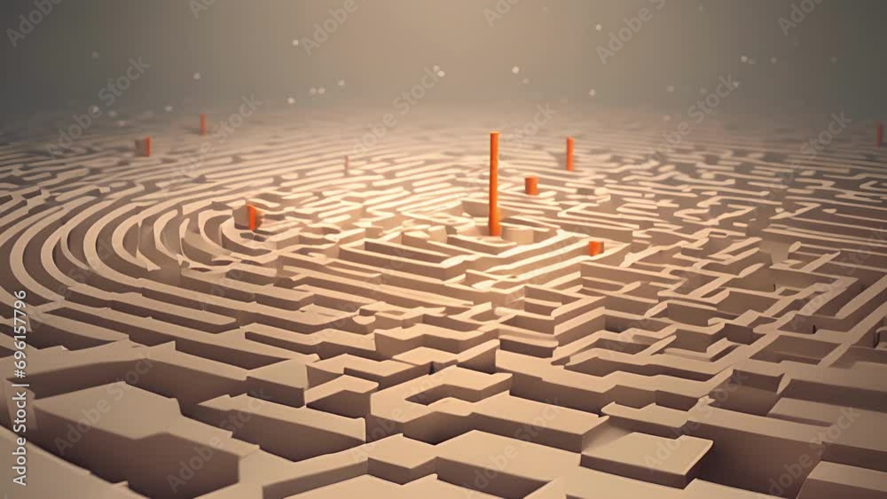 Minimal animation of a maze being solved in a continuous loop ...