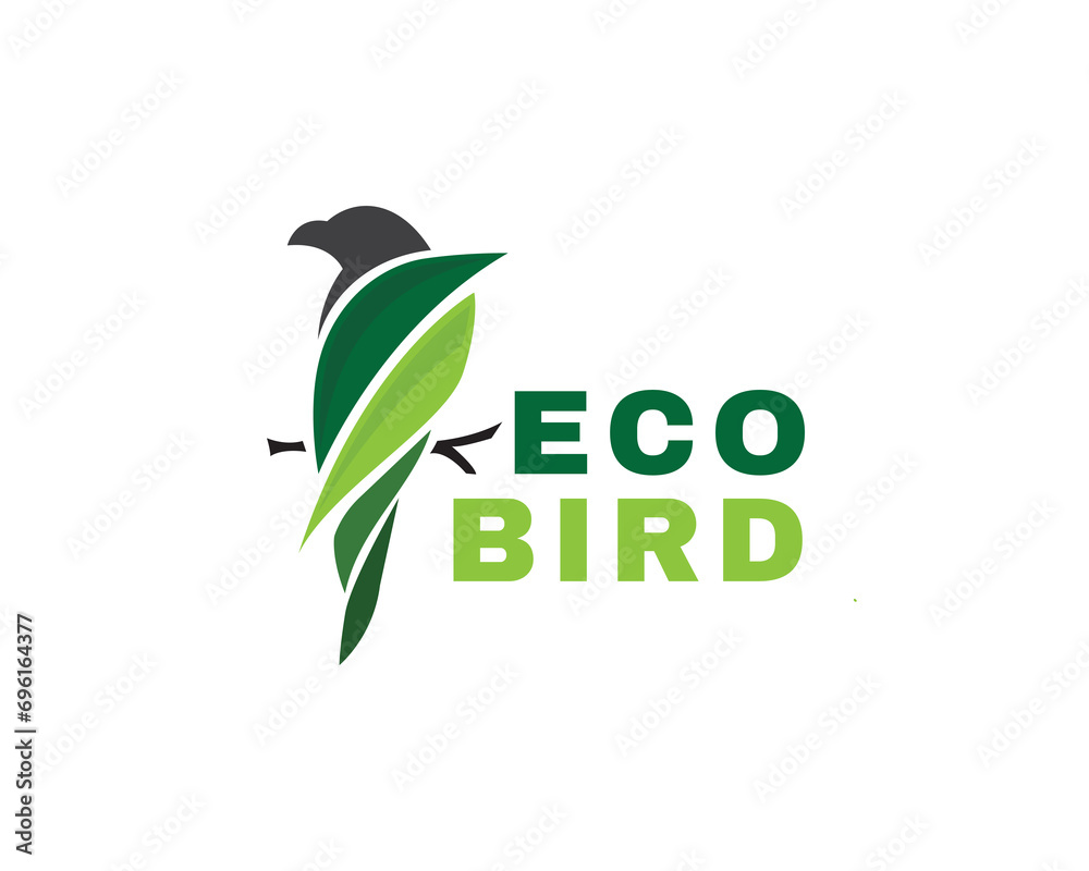 abstract green leaf bird logo icon symbol design template illustration ...