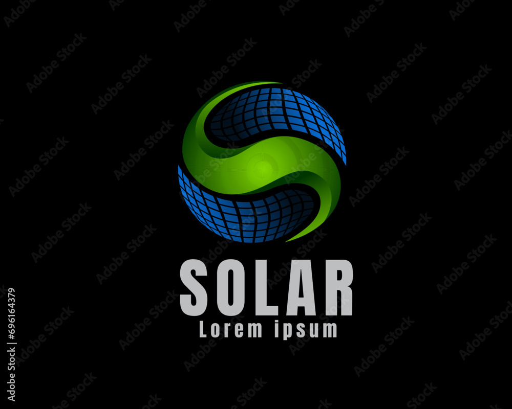 S initial world globe solar power logo icon symbol design template ...